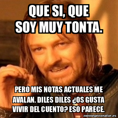 Meme Boromir - Que si, que soy muy tonta. Pero mis notas actuales me ...