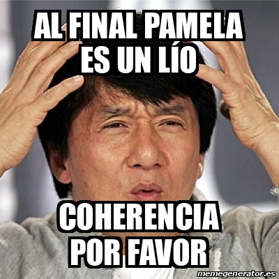 Meme Jackie Chan - al final pamela es un lío coherencia por favor ...