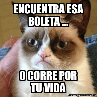 Meme Grumpy Cat - Encuentra esa boleta ... O corre por tu vida - 32270708