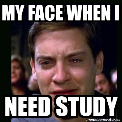 Meme crying peter parker - my face when i need study - 32280855