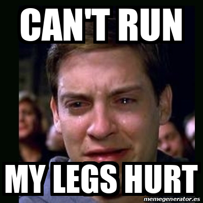 Meme crying peter parker - Can't run my legs hurt - 32307444