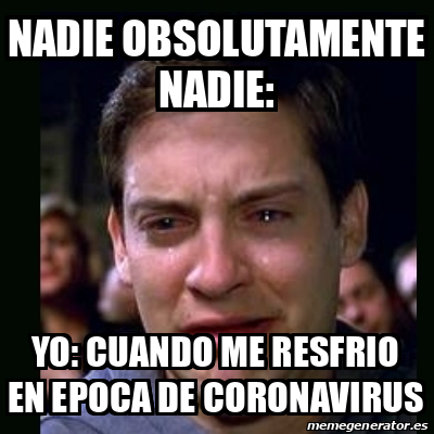 Meme crying peter parker - Nadie obsolutamente nadie: Yo: cuando me ...