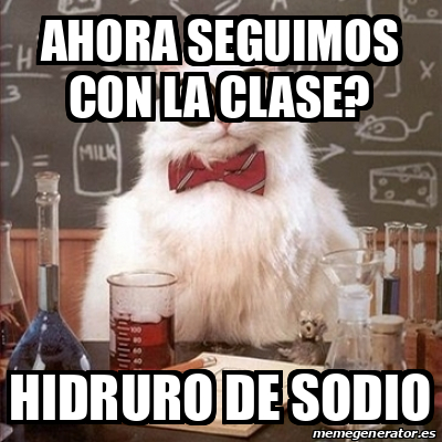 Meme Chemistry Cat - Ahora seguimos con la clase? Hidruro de sodio ...