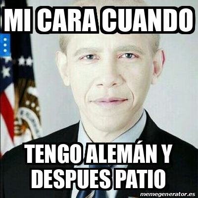 Meme Personalizado - MI cara cuando tengo alemán y despues patio - 32349427