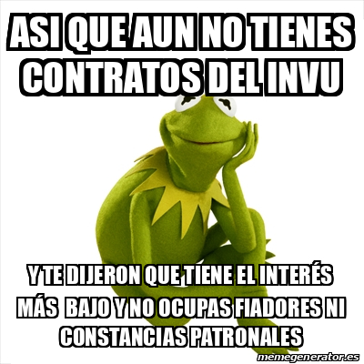 Meme Kermit the frog - asi que aun no tienes contratos del invu y te ...