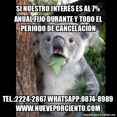 Meme Koala - si nuestro interés es al 7% anual fijo durante y todo el ...