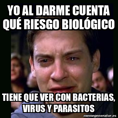 Meme crying peter parker - Yo al darme cuenta qué riesgo biológico ...