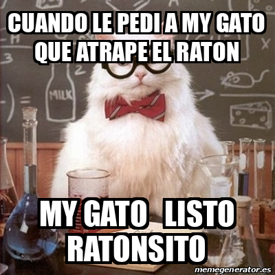 Meme Chemistry Cat - CUANDO LE PEDI A MY GATO QUE ATRAPE EL RATON MY ...