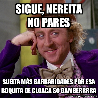 Meme Willy Wonka - Sigue, Nereita no pares Suelta más barbaridades por ...