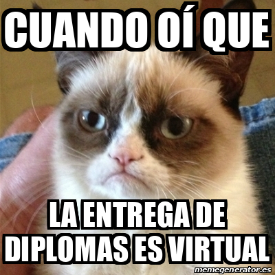 Meme Grumpy Cat - CUANDO OÍ QUE LA ENTREGA DE DIPLOMAS ES VIRTUAL ...