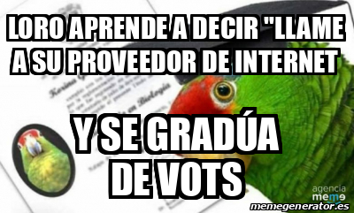 Meme Personalizado - Loro aprende a decir "llame a su proveedor de ...