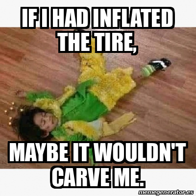 Meme Personalizado - If I had inflated the tire, maybe it wouldn't ...