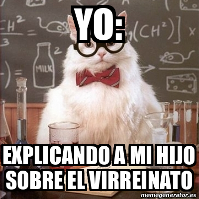 Meme Chemistry Cat - yo: explicando a mi hijo sobre el virreinato ...