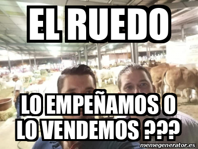 Meme Personalizado - El ruedo Lo empeñamos o lo vendemos ??? - 32089857