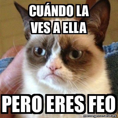 Meme Grumpy Cat - cUÁNDO LA VES A ELLA PERO ERES FEO - 32091449