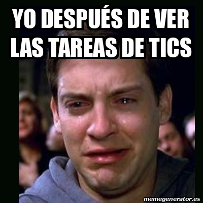 Meme crying peter parker - Yo después de ver las tareas de TICS - 33110162