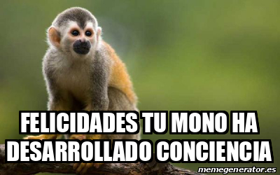Meme Personalizado - FELICIDADES TU MONO HA DESARROLLADO CONCIENCIA ...