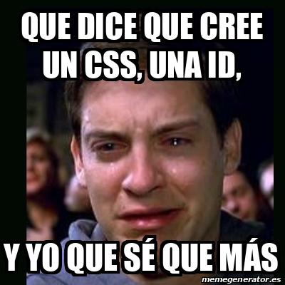 Meme crying peter parker - QUE DICE QUE CREE UN CSS, UNA ID, Y YO QUE ...