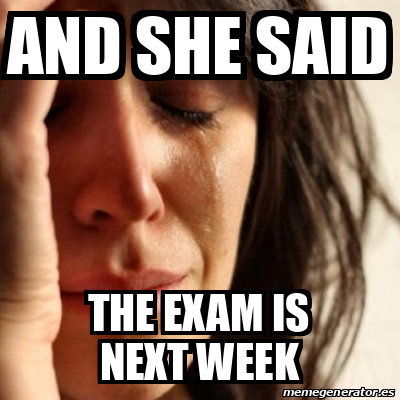 Meme Problems - And she said the exam is next week - 33137653