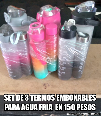 Meme Personalizado - Set de 3 termos embonables para agua fria en 150 ...