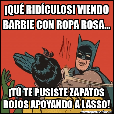 Meme Batman slaps Robin - ¡qué ridículos! viendo barbie con ropa rosa ...