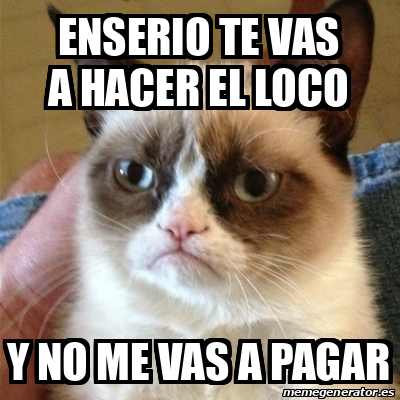 Meme Grumpy Cat - ENSERIO TE VAS A HACER EL LOCO Y NO ME VAS A PAGAR ...