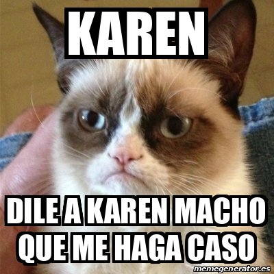 Meme Grumpy Cat - KAREN Dile a Karen macho que me haga caso - 33162726