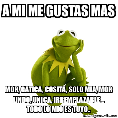 Meme Kermit the frog - a mi me gustas mas mor, gatica, cosita, solo mia ...