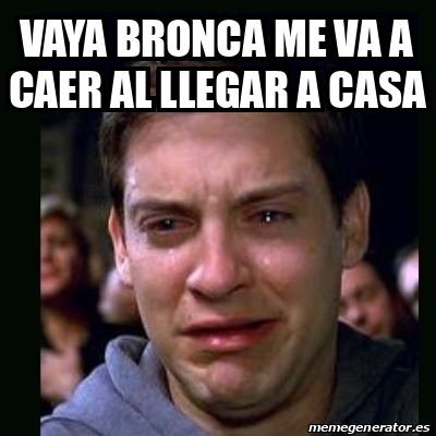 Meme crying peter parker - Vaya bronca me va a caer al llegar a casa ...