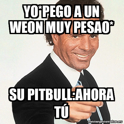 Meme Julio Iglesias - Yo*pego a un weon muy pesao* Su Pitbull:Ahora tú ...