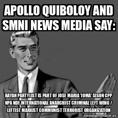 Meme Correction Guy - Apollo Quiboloy and SMNI News Media say: Bayan ...