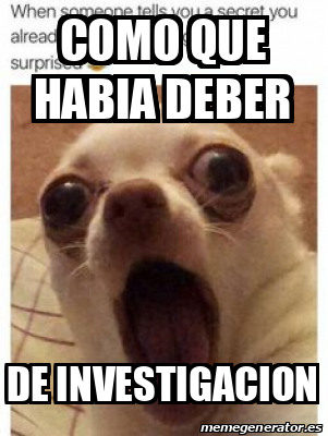Meme Personalizado - COMO QUE HABIA DEBER DE INVESTIGACION - 33296535