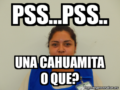 Meme Personalizado - PSS...PSS.. UNA CAHUAMITA O QUE? - 33335439