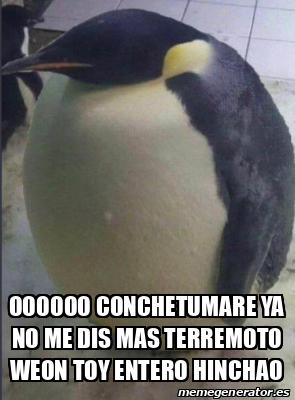 Meme Personalizado - Oooooo Conchetumare ya no me dis mas terremoto ...