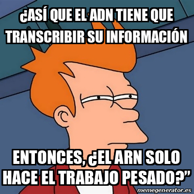 Meme Futurama Fry - ¿Así que el ADN tiene que transcribir su ...