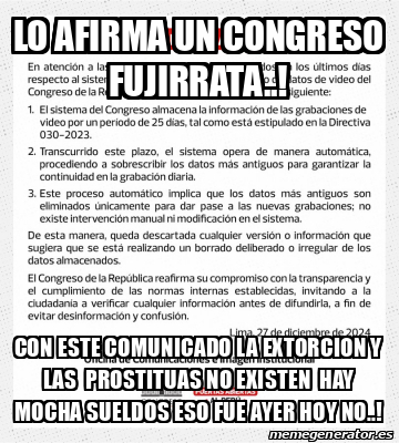 Meme Personalizado - LO AFIRMA UN CONGRESO FUJIRRATA..! CON ESTE ...