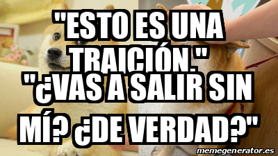 Meme Personalizado - "Esto es una traición." "¿Vas a salir sin mí? ¿De ...