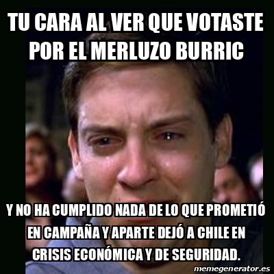 Meme crying peter parker - Tu cara al ver que votaste por el Merluzo ...