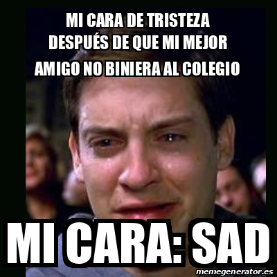 Meme crying peter parker - Mi cara de tristeza después de que mi mejor ...