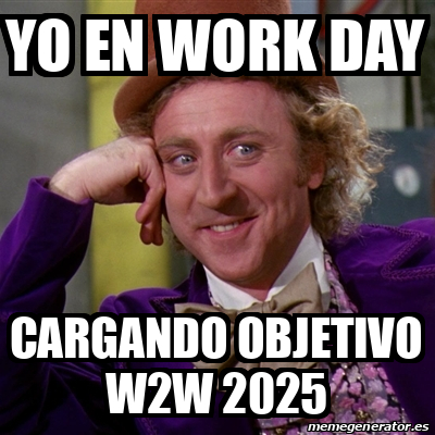 Meme Willy Wonka - Yo en Work day cargando Objetivo W2W 2025 - 33633759