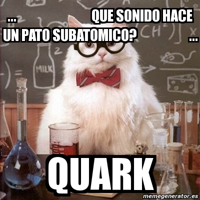 Meme Chemistry Cat - ... QUE SONIDO HACE UN PATO SUBATOMICO? ... QUARK ...