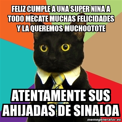 Meme Business Cat - FELIZ CUMPLE A UNA SUPER NINA A TODO MECATE MUCHAS ...