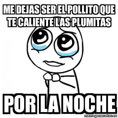 Meme Por favor - me dejas ser el pollito que te caliente las plumitas ...