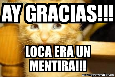 Meme Personalizado - ay gracias!!! loca era un mentira!!! - 4386337