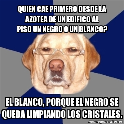 Meme Perro Racista - Quien cae primero desde la azotea de un edifico al ...