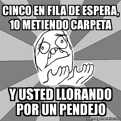 Meme Whyyy - cinco en fila de espera, 10 metiendo carpeta y usted ...