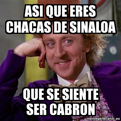 Meme Willy Wonka - Asi que eres chacas de sinaloa Que se siente ser ...