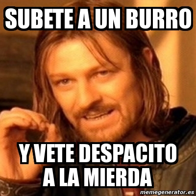 Meme Boromir - SUBETE A UN BURRO Y VETE DESPACITO A LA MIERDA - 8999972