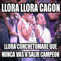 Meme Personalizado - LLORA LLORA CAGON LLORA CUNCHETUMARE QUE NUNCA VAS ...