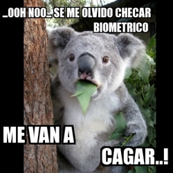 Meme Koala - ...ooh noo... se me olvido checar biometrico me van a ...